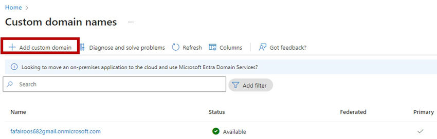 Create An Azure Ad Custom Domain With Entra